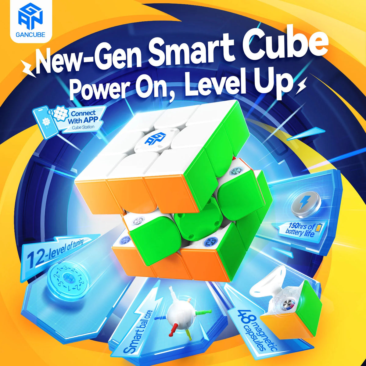 GAN 356 i Carry E 3x3 V2 (Magnetic) - Bluetooth Smart Cube – CubeArena